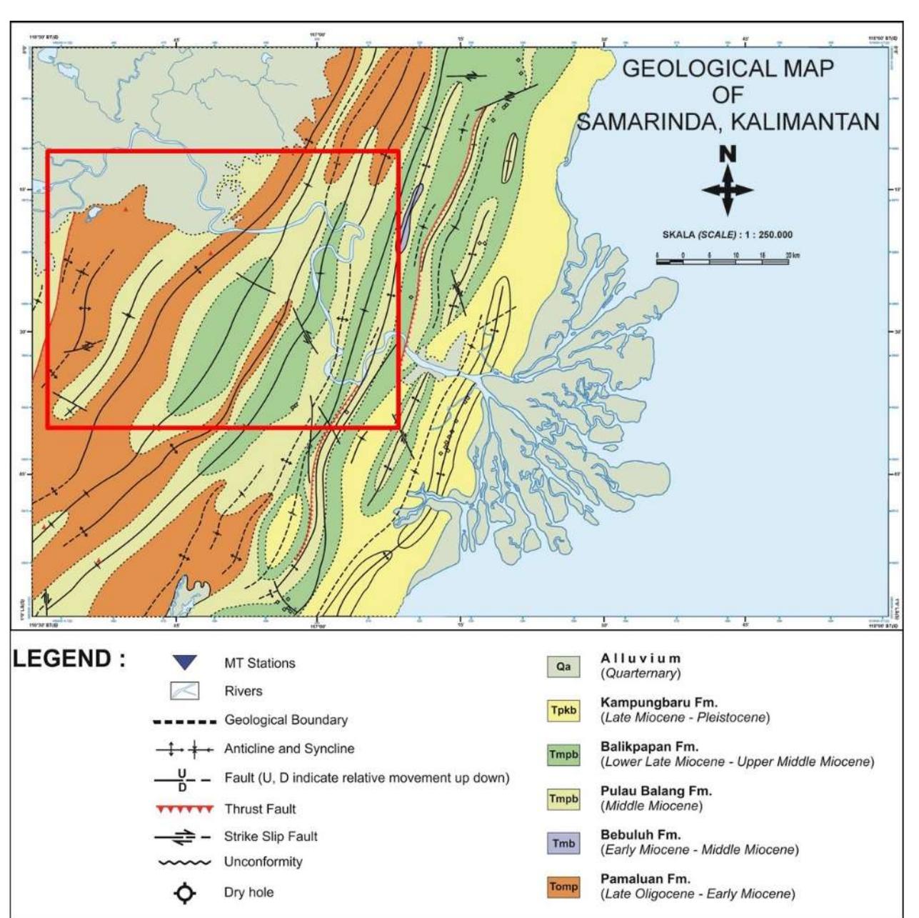 Simplified geological map of the lower kutai basin (lkb),