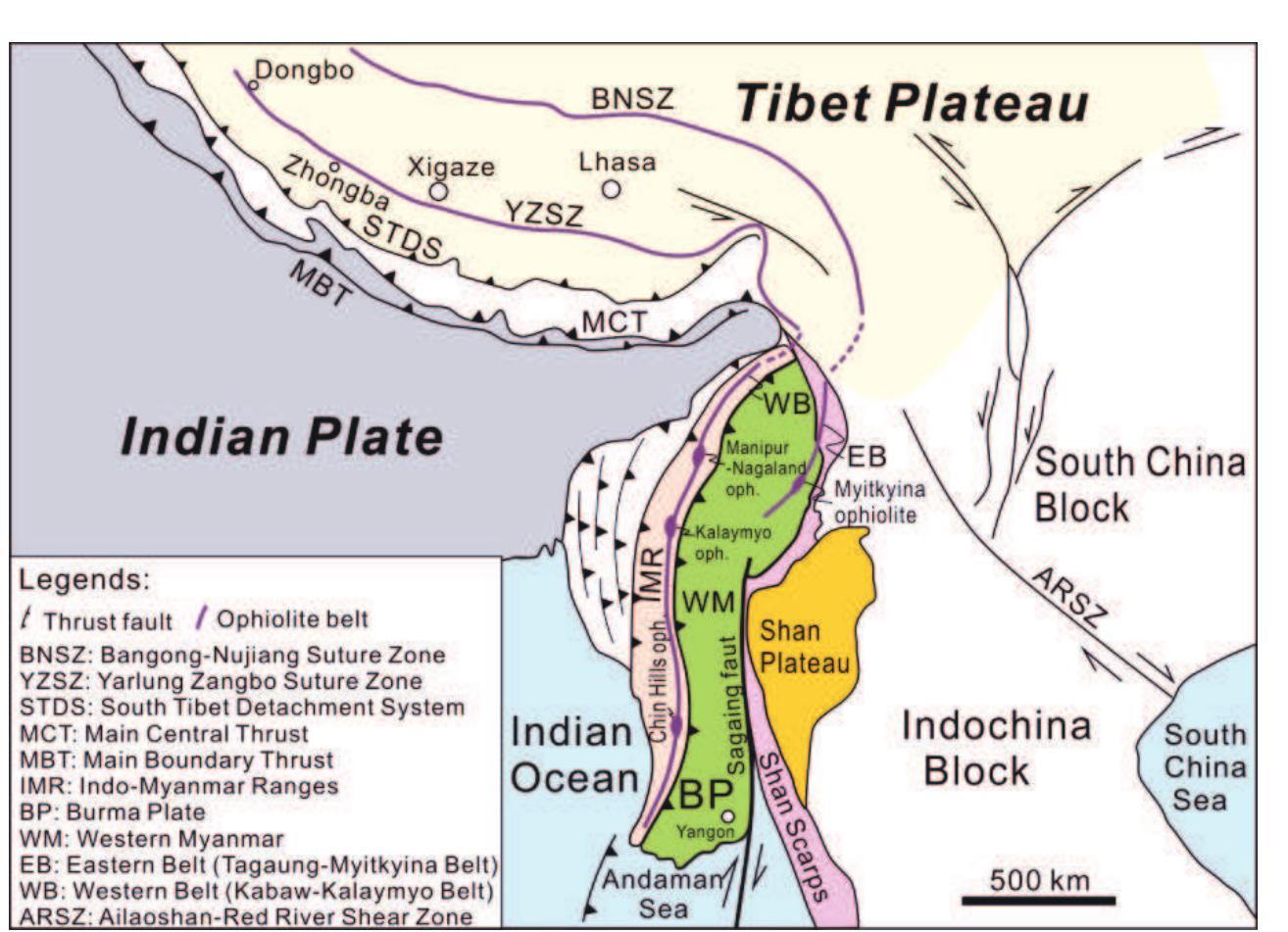Simplified tectonic map of the tibetan plateau and