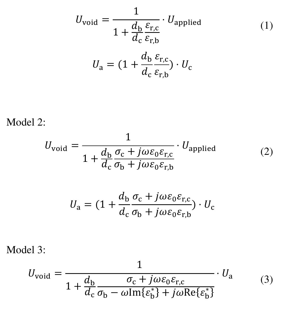 How the voltage across the void u, varies with the applied