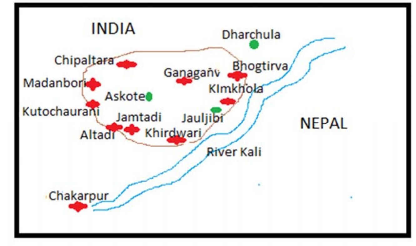 Map of raji hamlets in india raji tribal community was