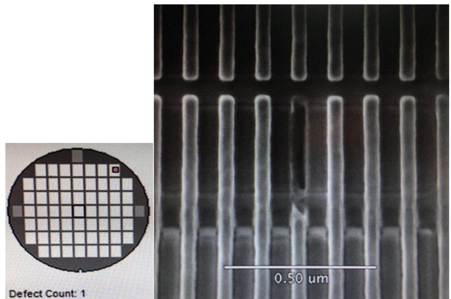 Poly gate pattern wafer, mode 3, 50w defect distribution map