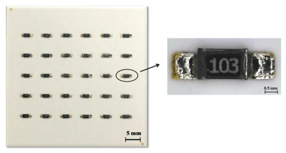 Optical macrographs of the as-soldered micro-joints on a