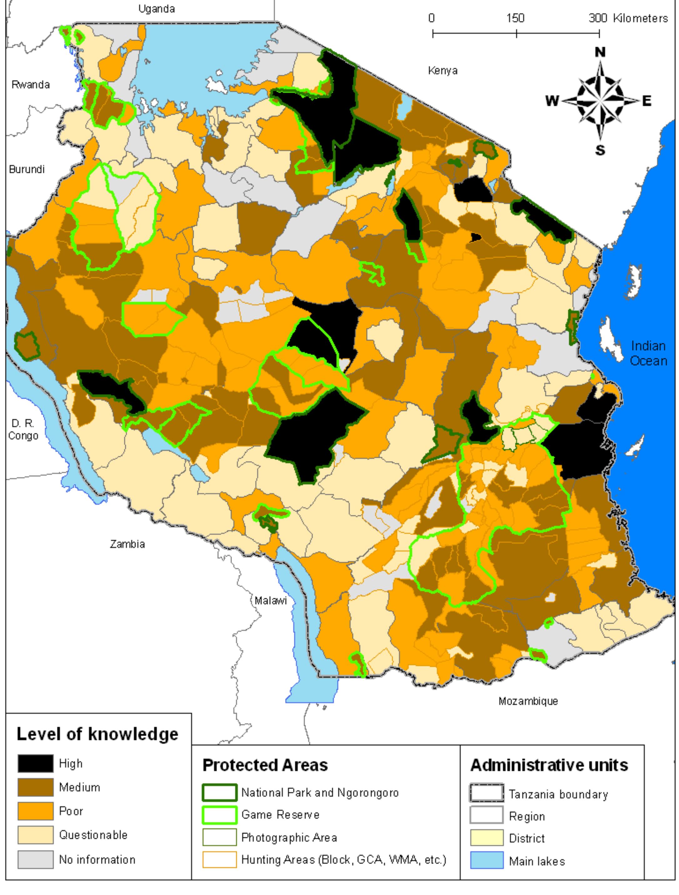 Map 8: level of knowledge of collated information (by