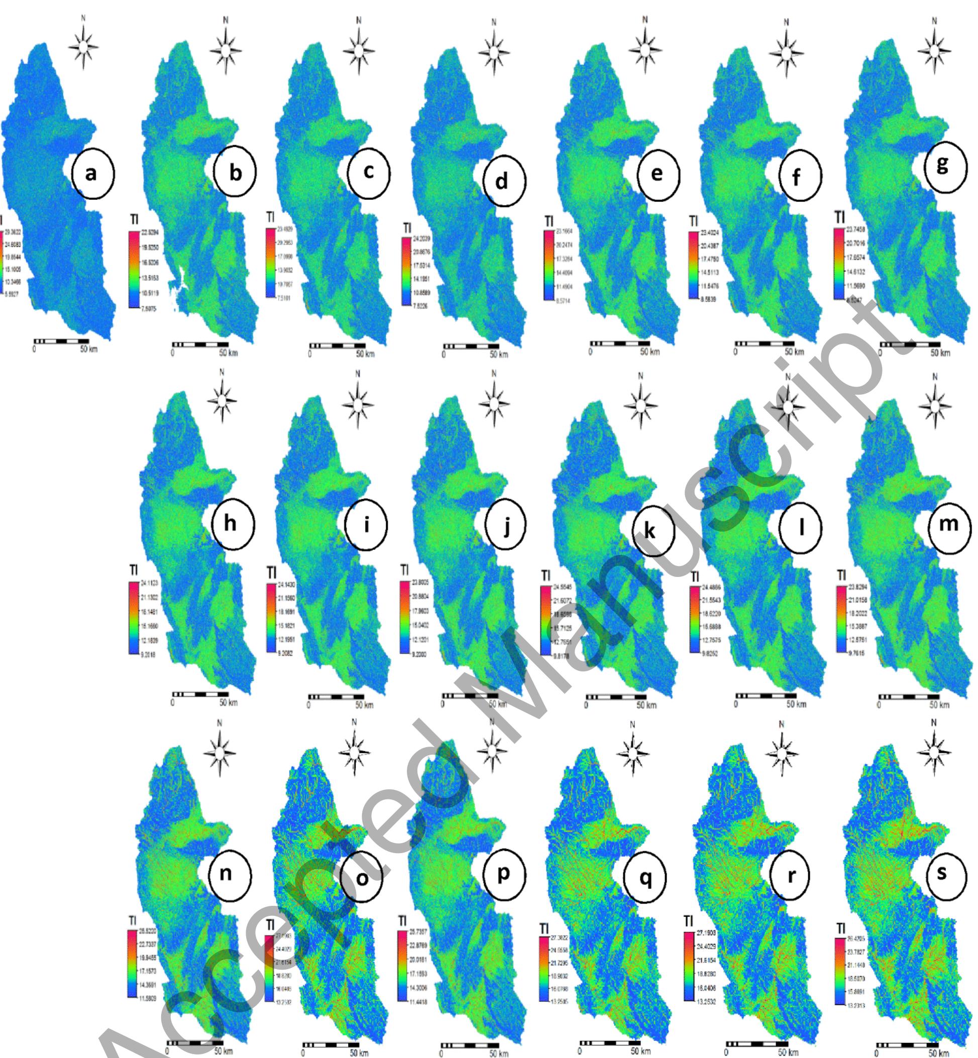 Maps of ti distribution for different algorithms and