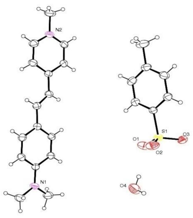 Crystal packing arrangement of dast.h,o in the present