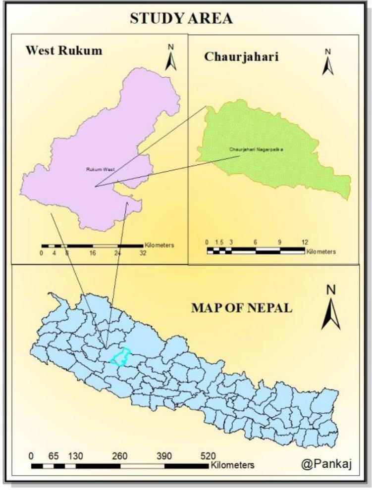 map showing the experimental site in west rukum the