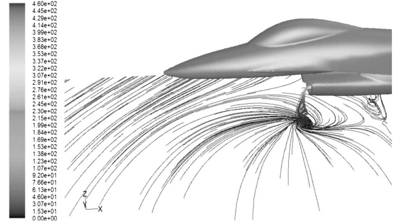Model of the inlet vortex occurring at the side blow
