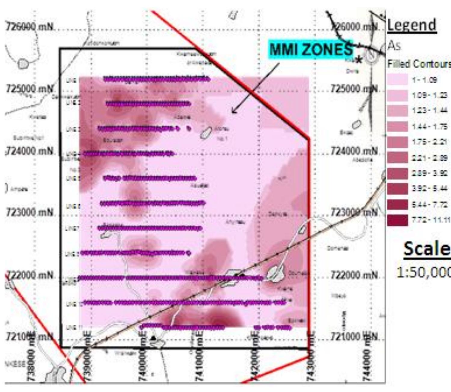 Contour map of mmi as response ratios.