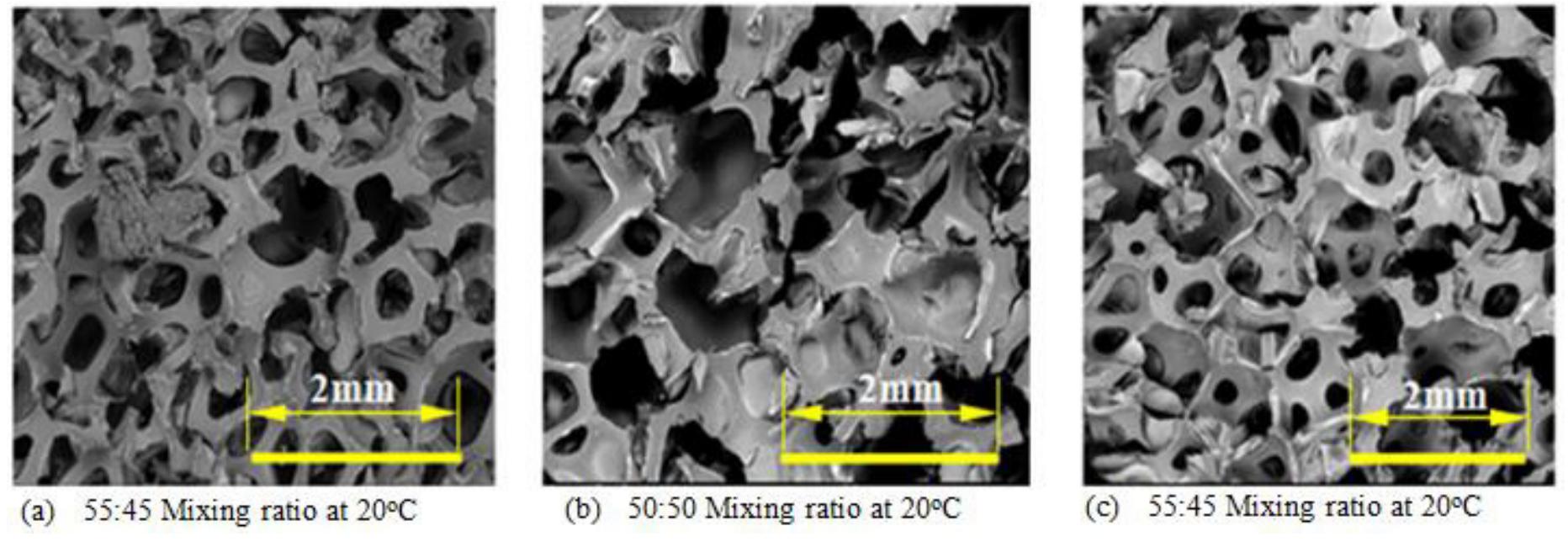 Sem images of pu foam fig. 6. compressive stress strain