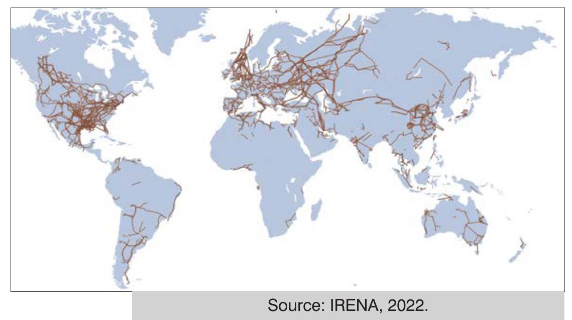 Global map of natural gas pipelines the prerequisite to such