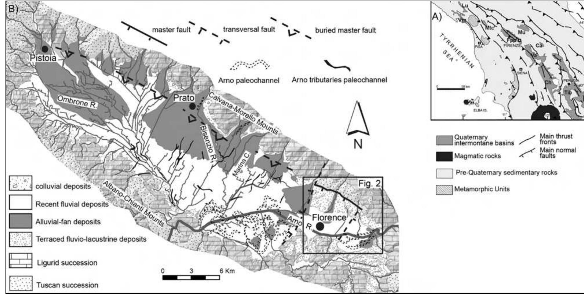 - (a) schematic map of the northern apennines showing the