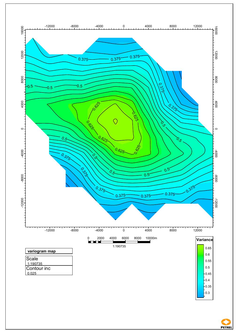 Variogram map, direction of elongation shows direction of