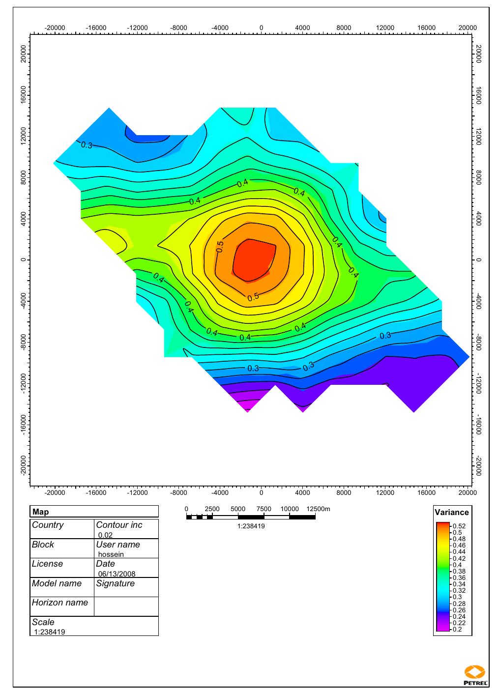 Variogram map, direction of elongation shows direction of