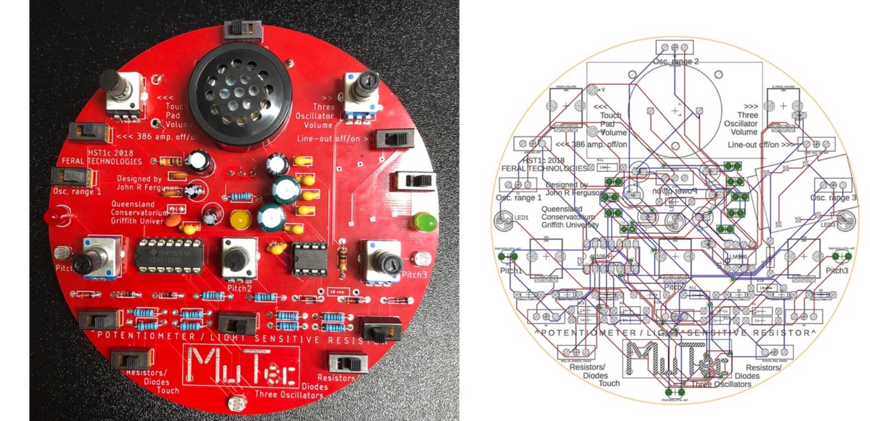The sonic frisbee and its pcb layout the pitch range of each