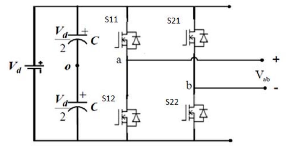 Schematic of a single phase full- bridge inverter bridge