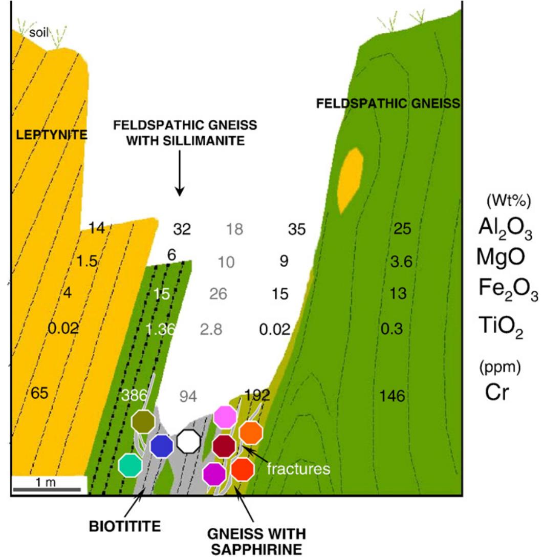 Schematic geological section of the momo trench in the