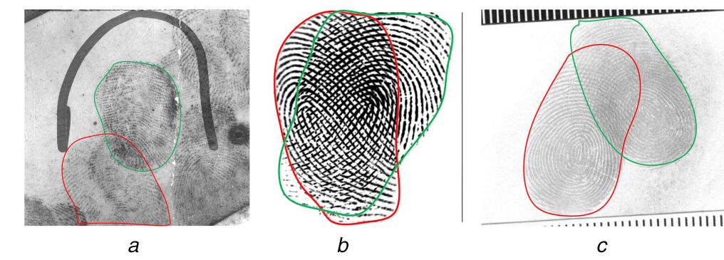 Examples of overlapped latent fingerprint images from
