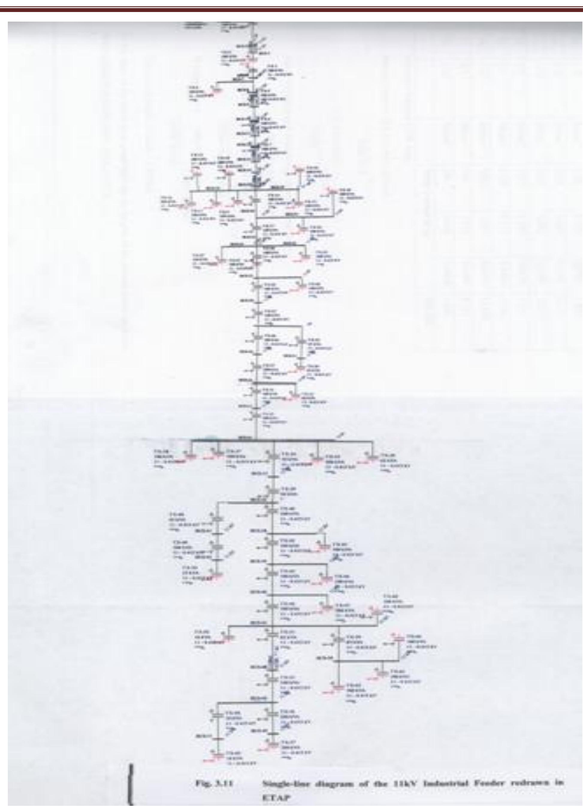 Single line diagram of 11kv industrial feeder redrawn in