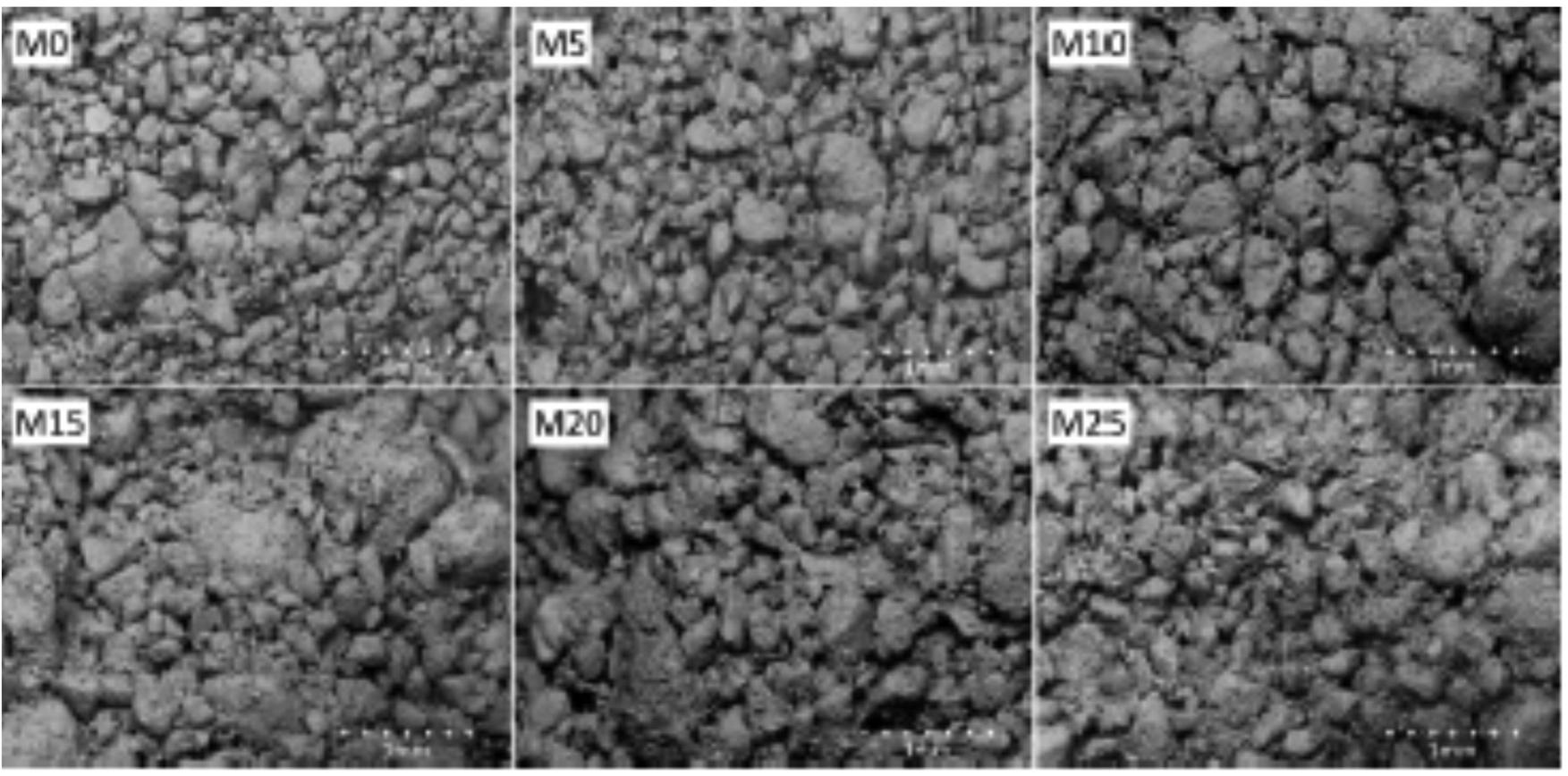 Sem images of mixtures (x50 magnification, the numbers