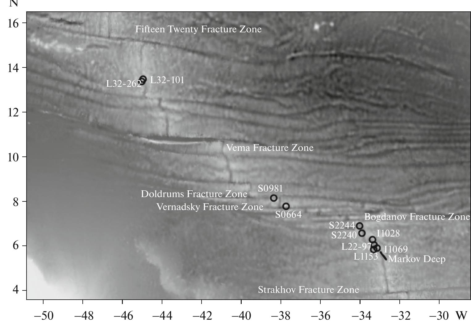 Schematic location map of the sampling sites of seafloor