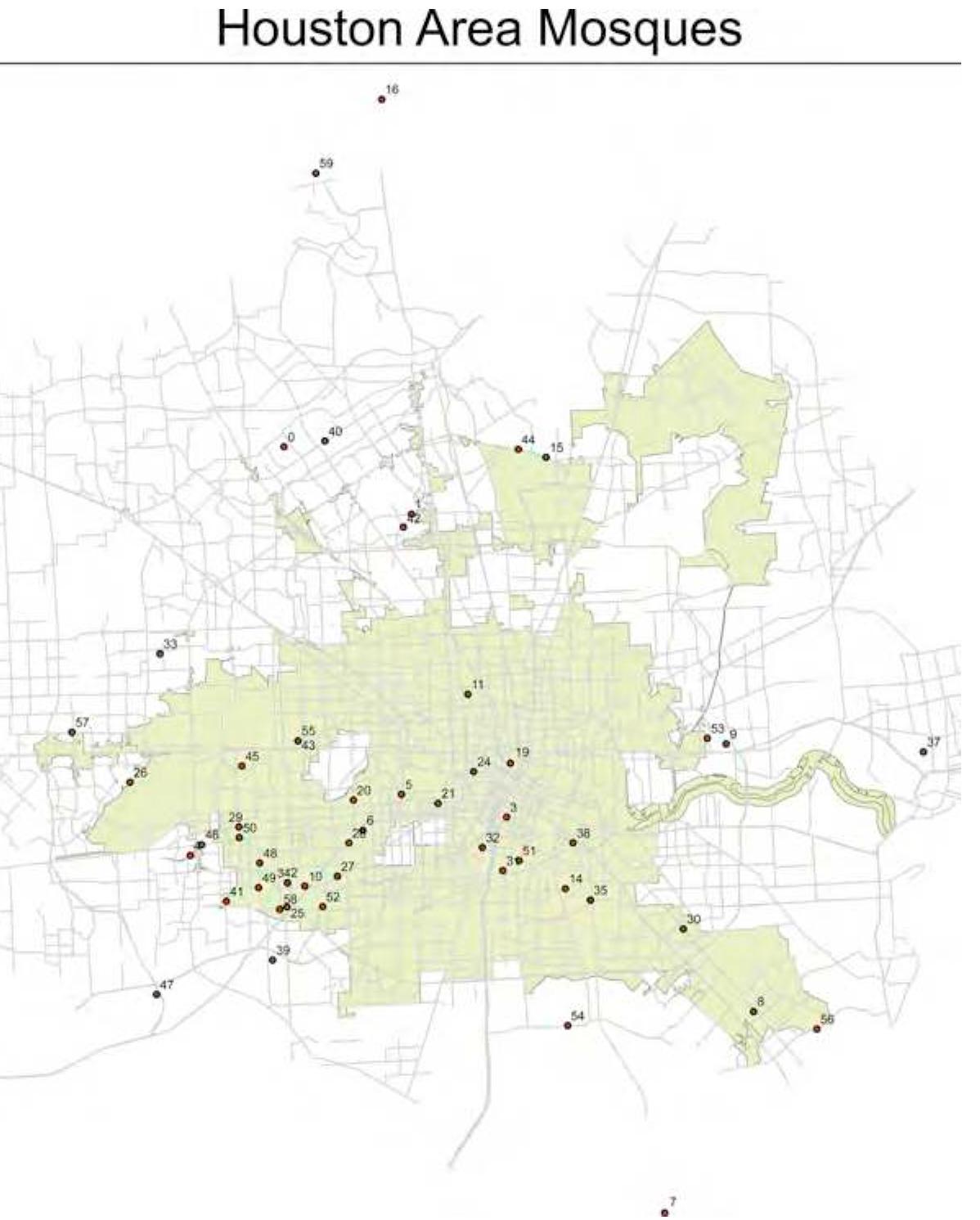 0 gis map (2008) showing the location of houston area urban
