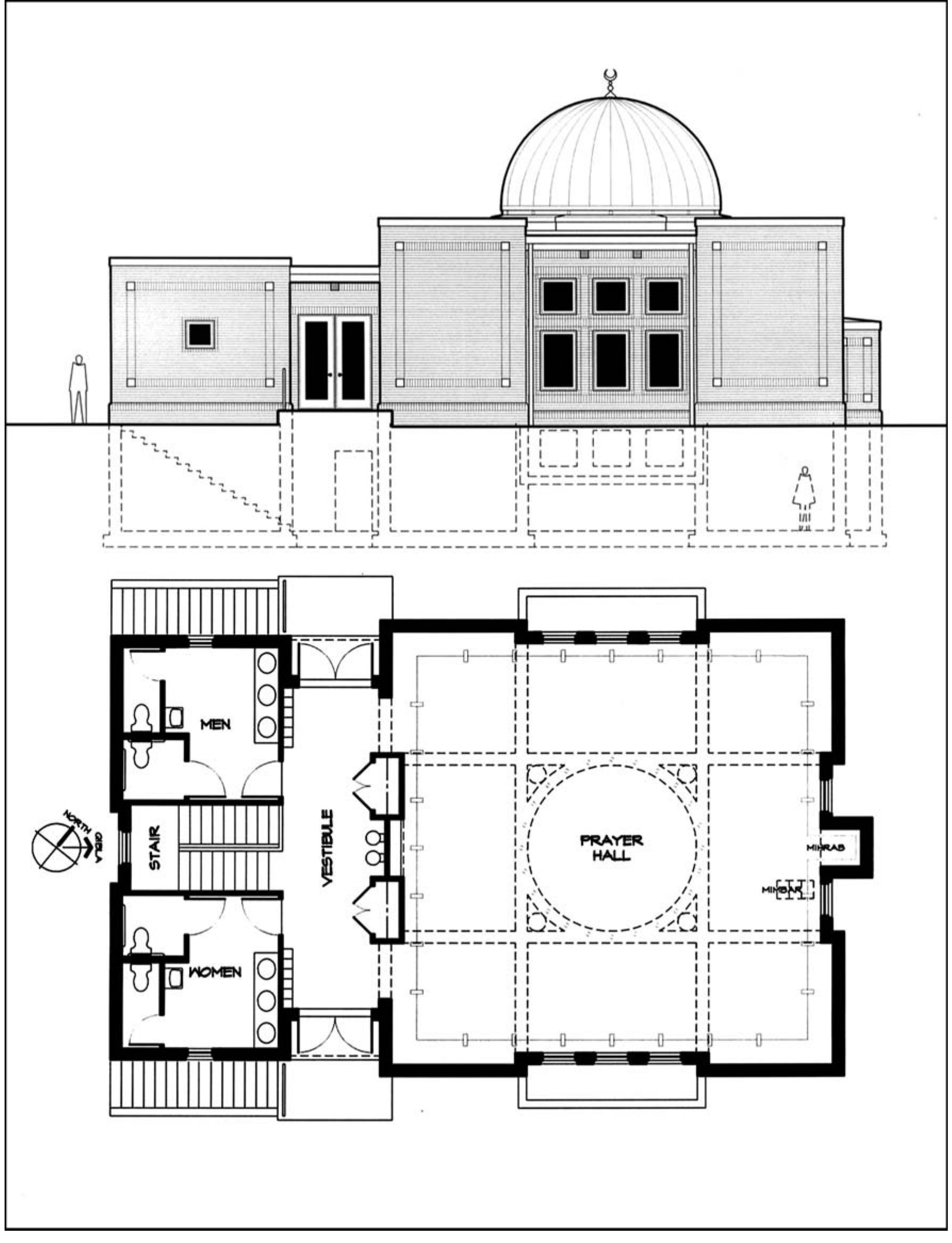 7 the islamic center of somerset (plan and elevation).