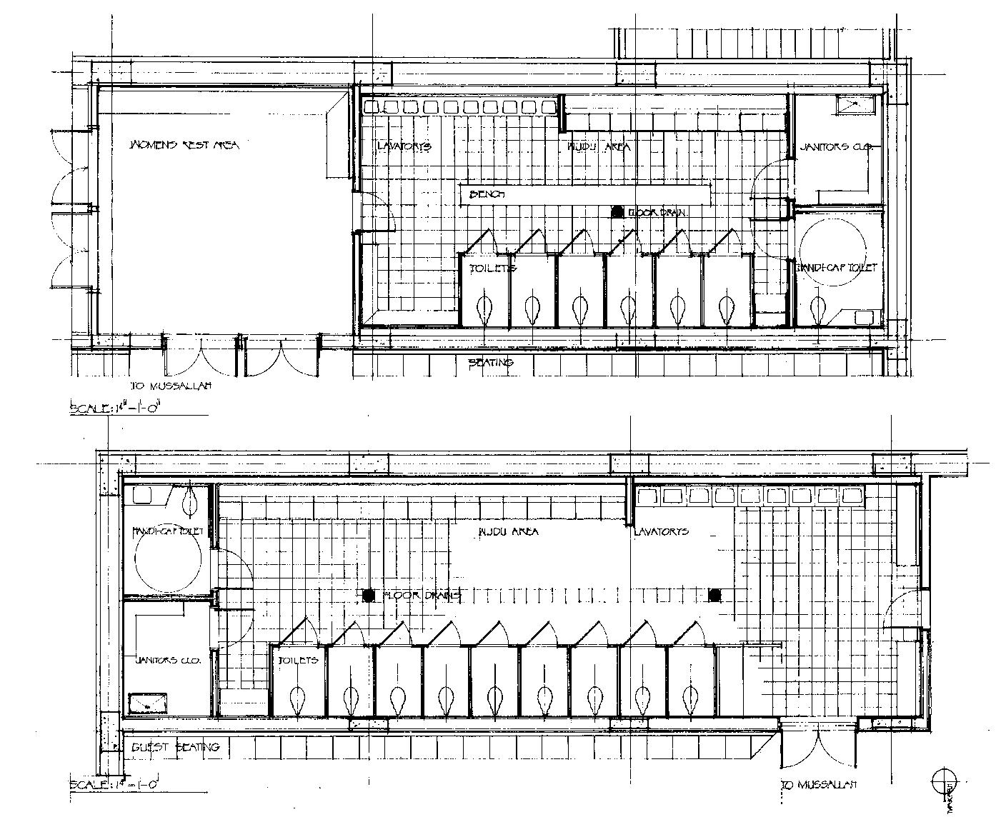 13 men and women’s ablution plan. (drawing by latif