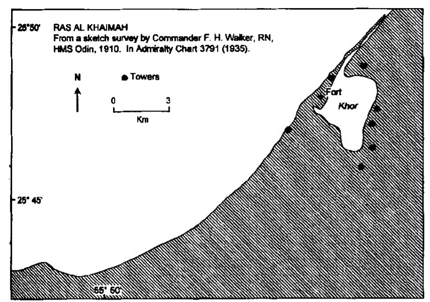 Sketch map of ras al khaimah from a survey by commander f.h.