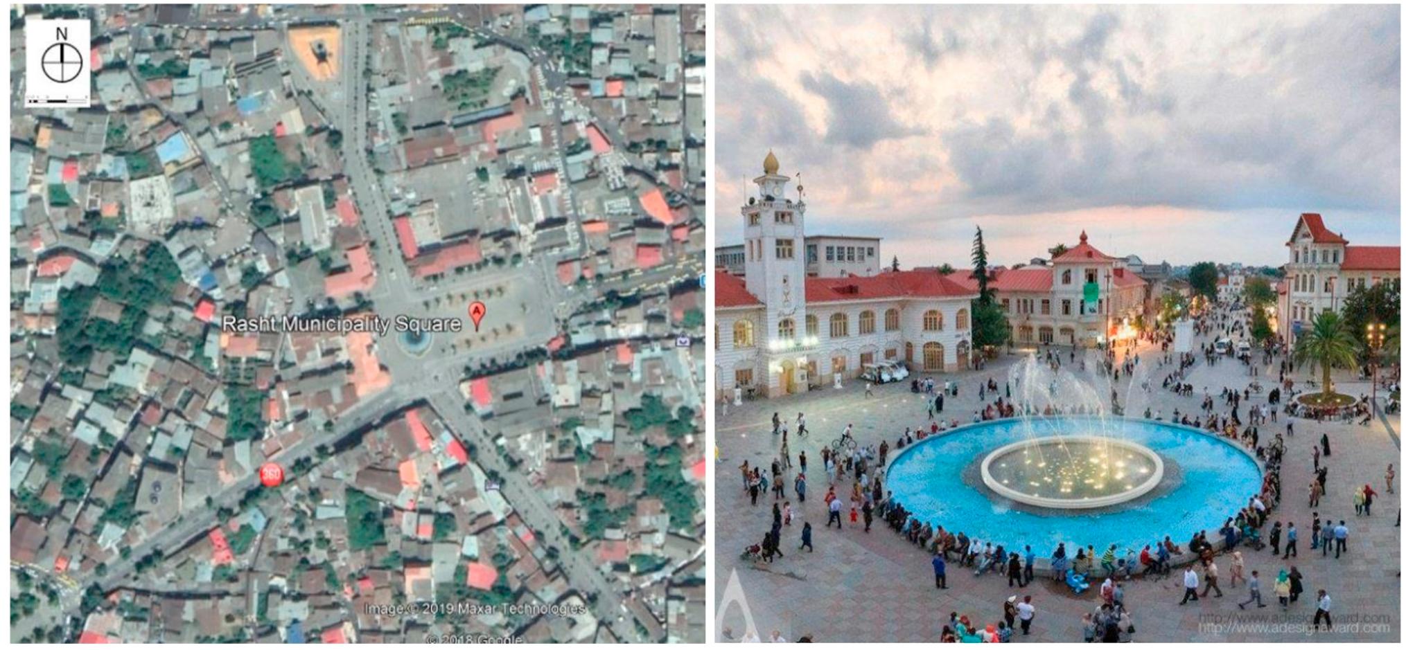 Location of rasht municipality square on the map