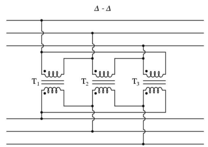 Connection method for injection transformer delta-delta