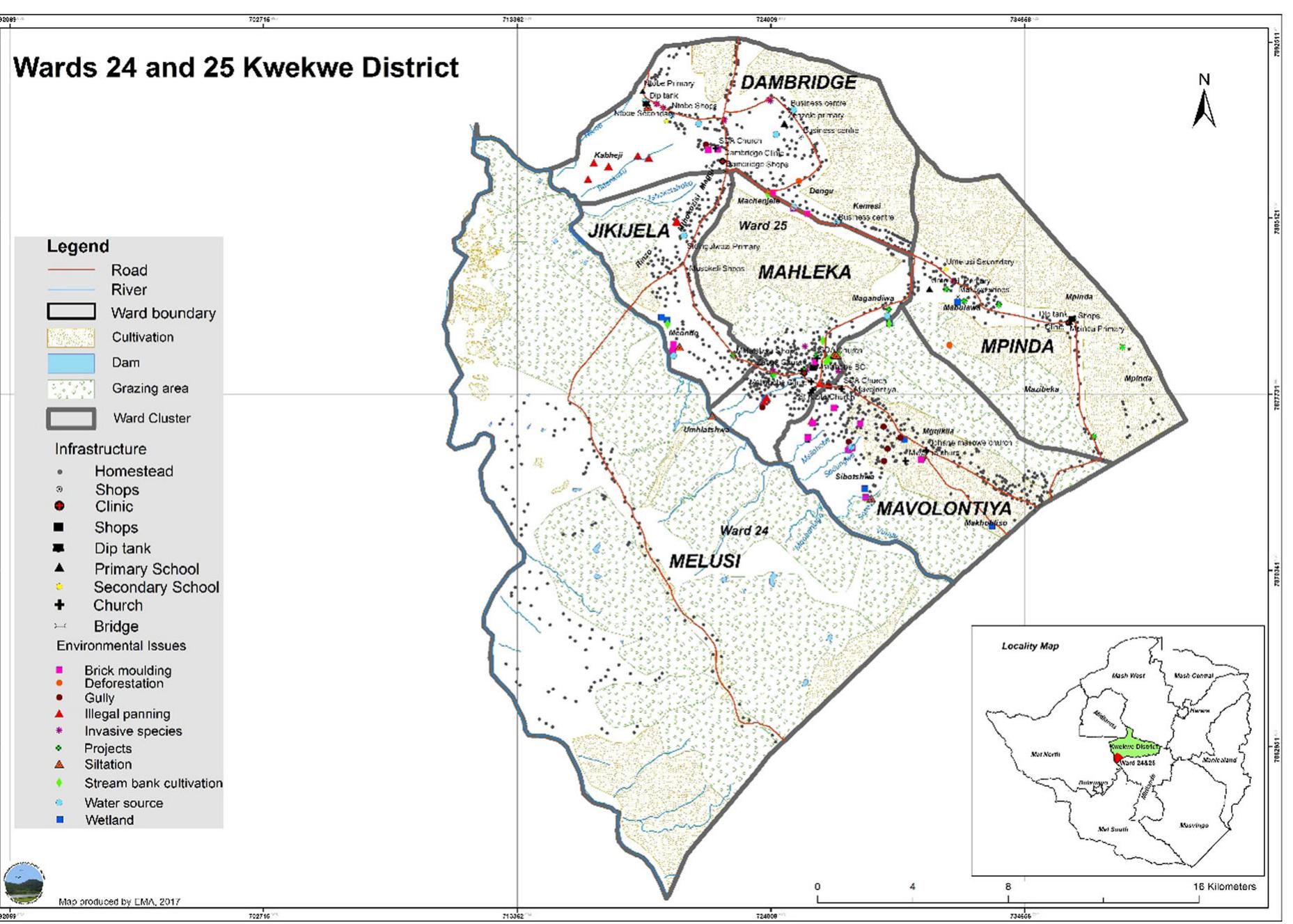 Map of the study area commercial farming areas (20%) and the