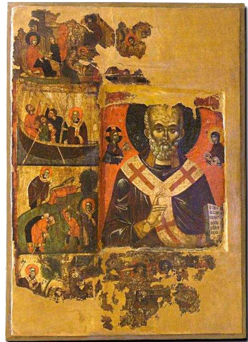 St. nicholas with scenes from his life middle of 14 century,