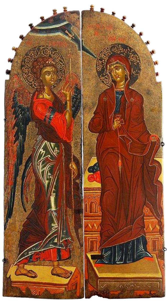 Annunciation-royal doors, end of 14" century, icon