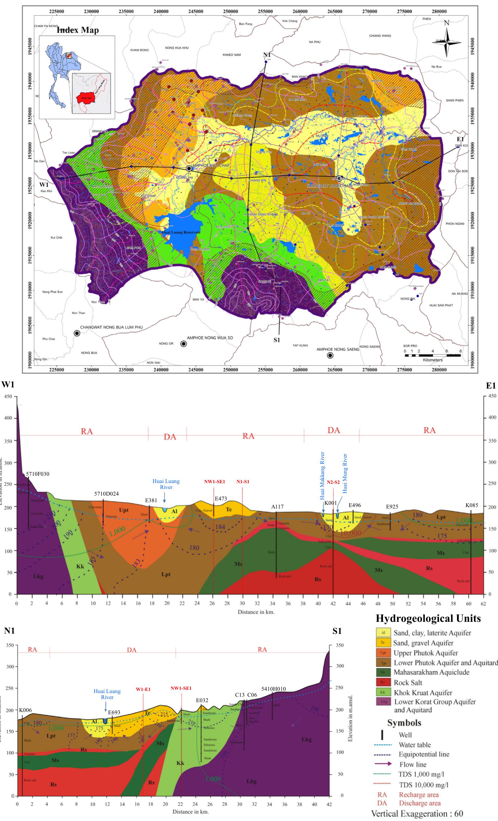 Hydrogeologic maps and cross-sections of the chlb.