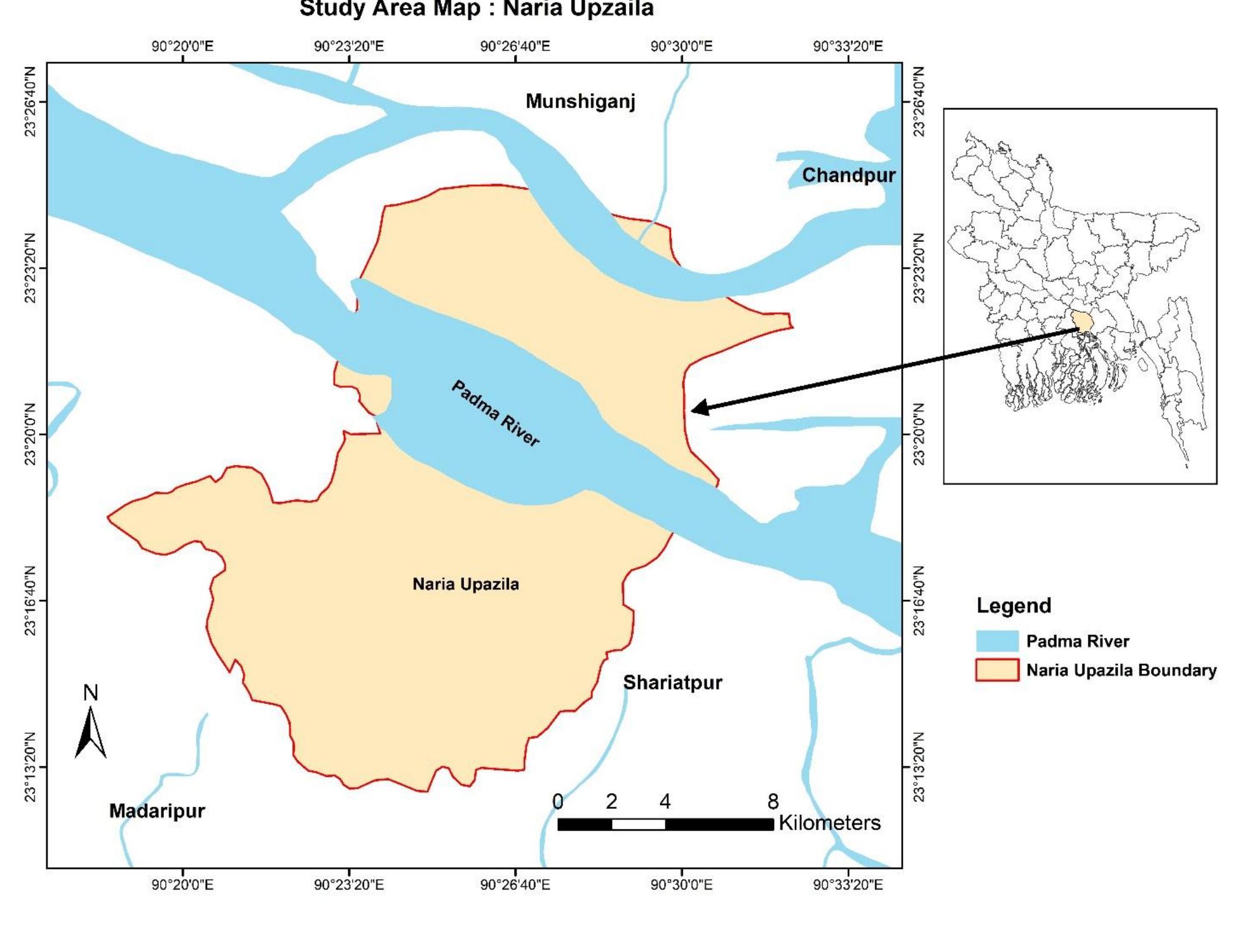 Materials and methods figure 1; study area map (naria