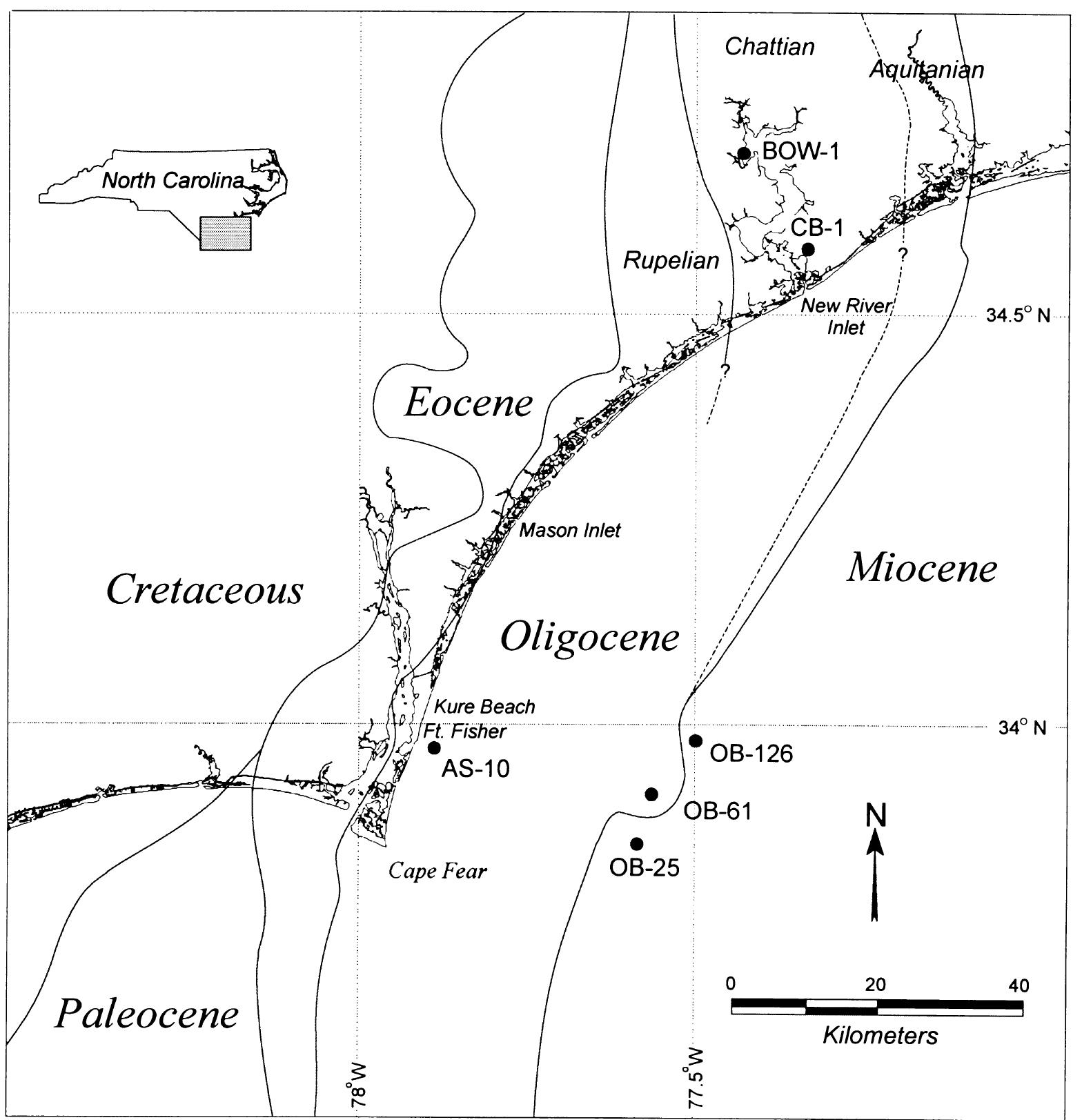 A pre-pliocene pleistocene geologic map of the cape fear
