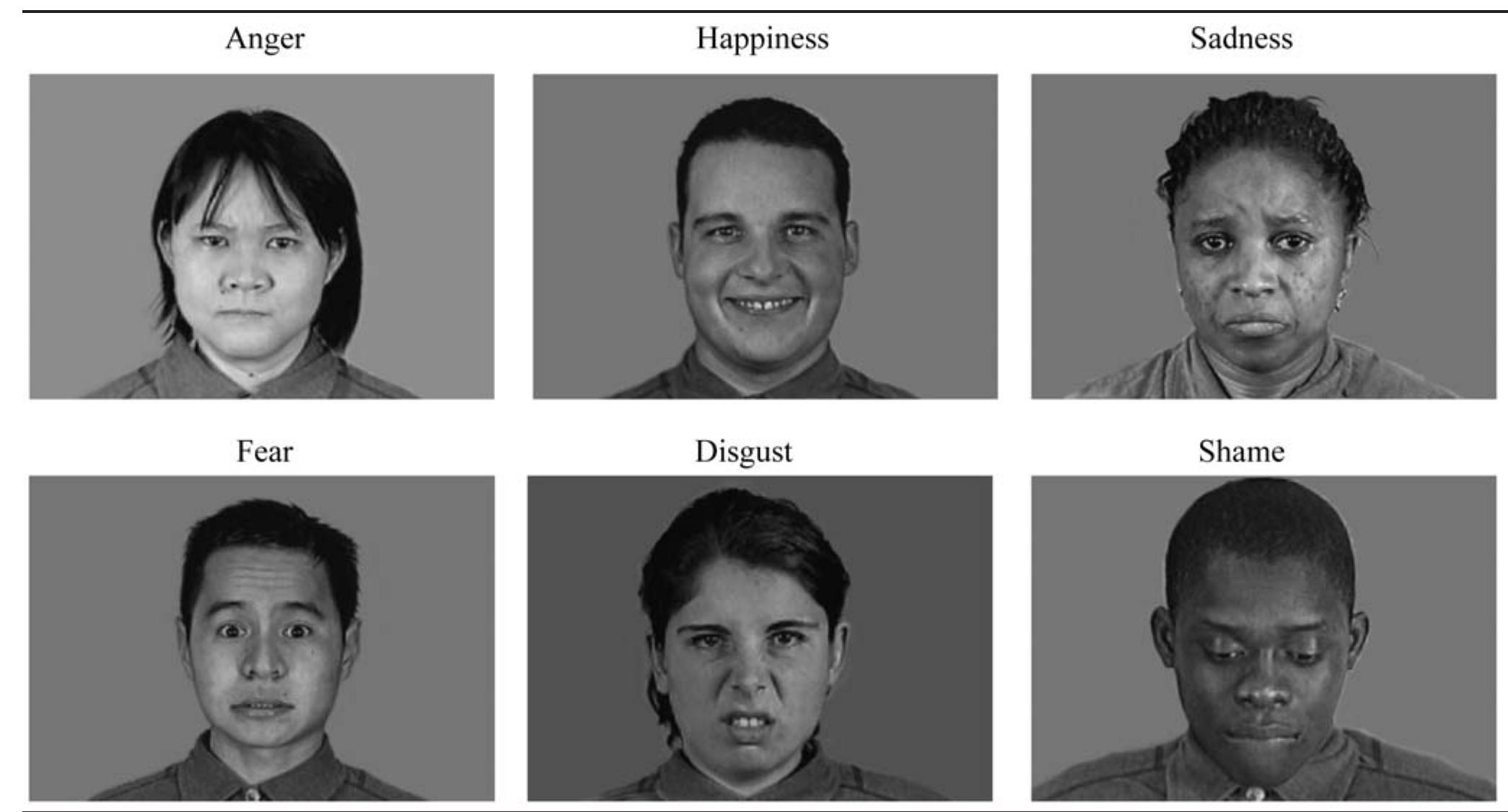 Examples of facial expressions of emotion from the montreal