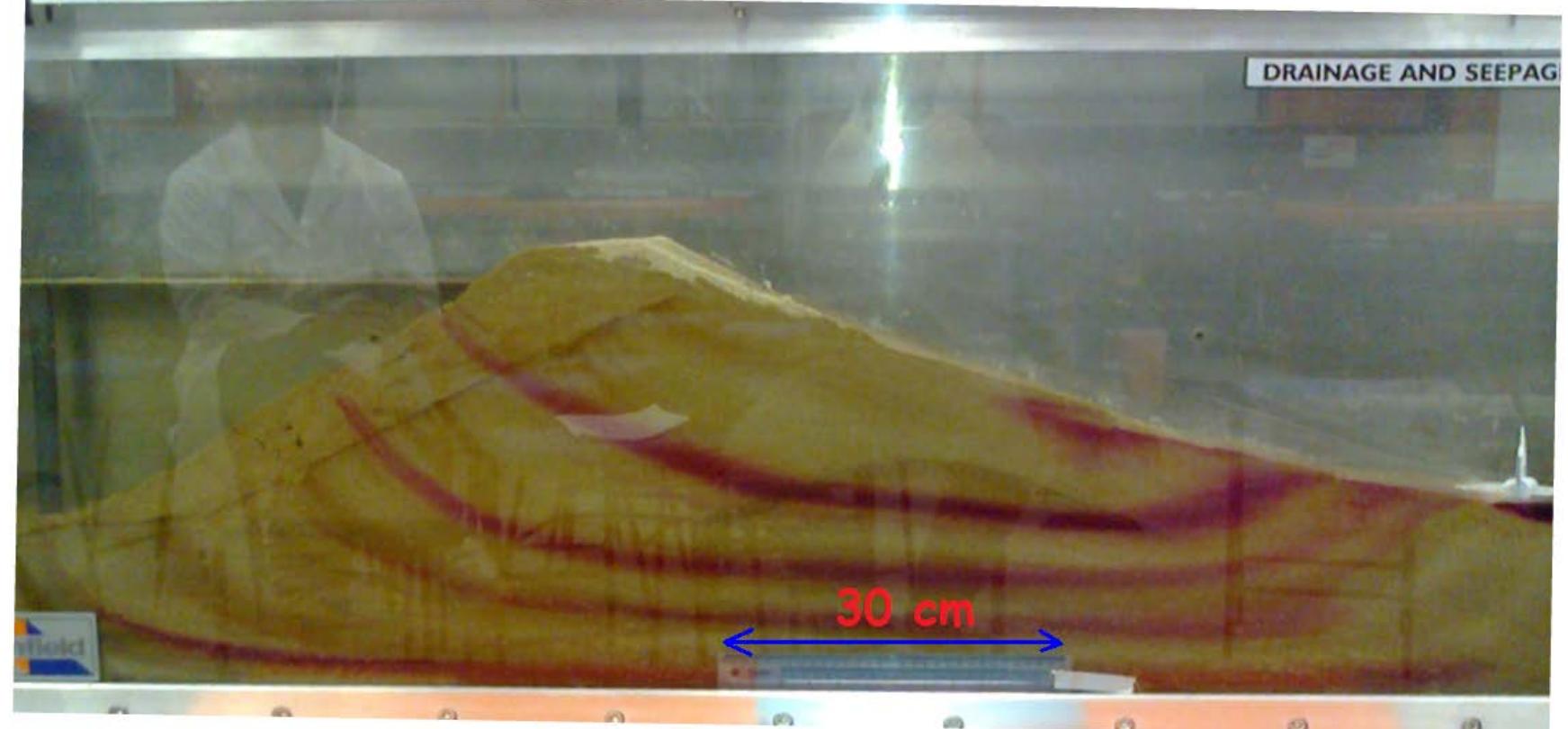 The experiment set up of the earth dam model. seepage
