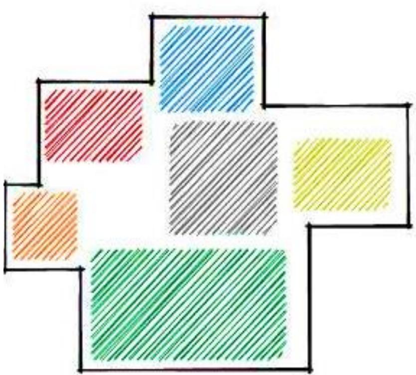 Modular cubes for arranging partitions or furniture and