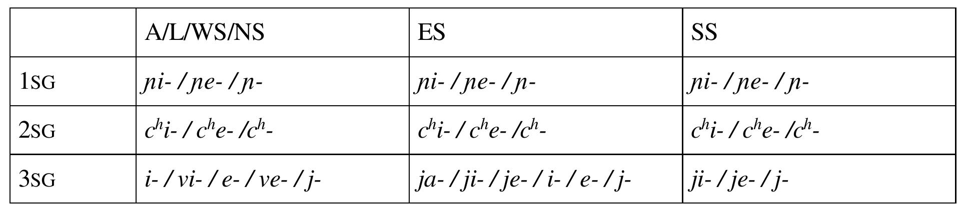 Bound forms of personal pronouns neither the singular nor