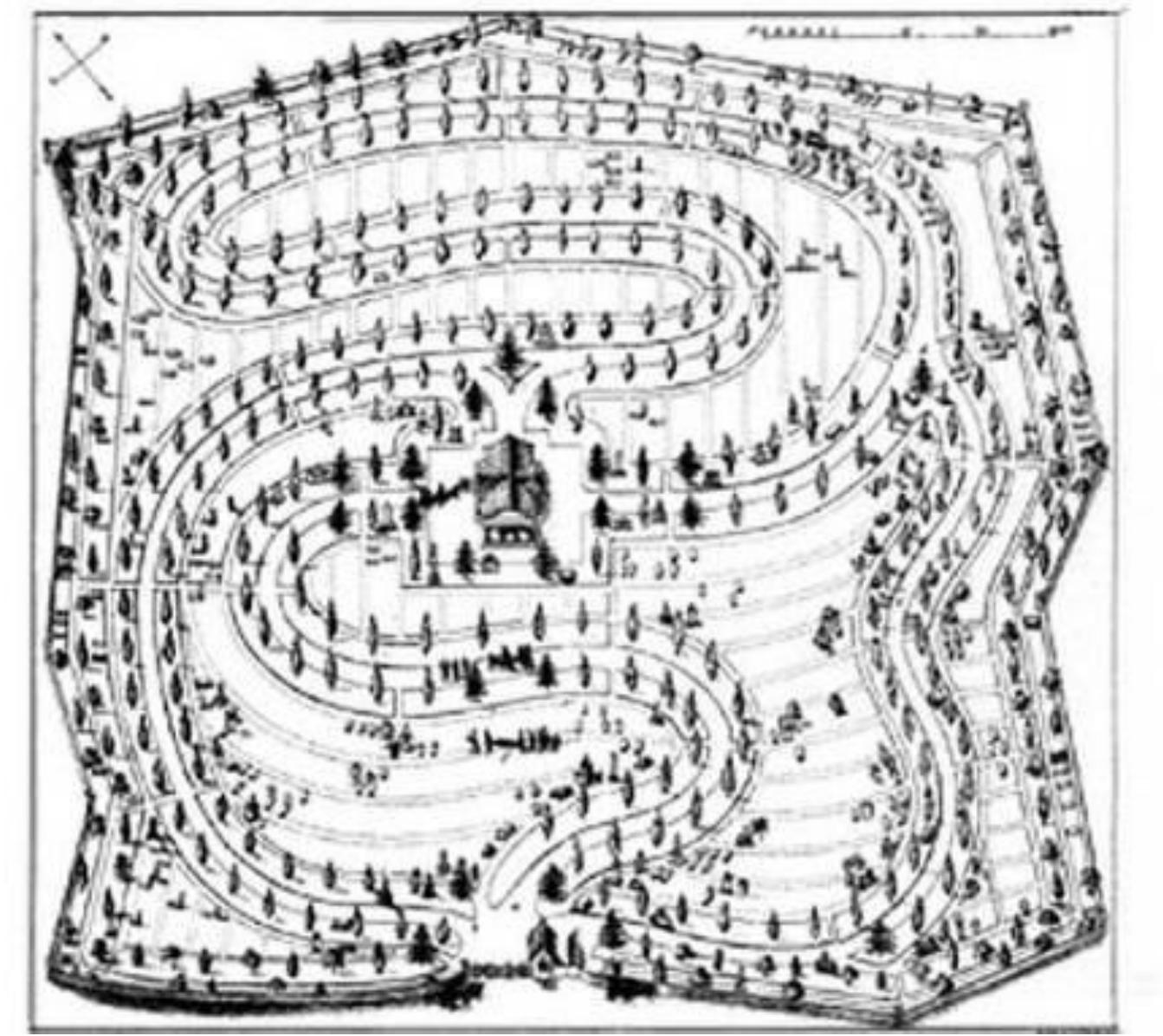 An ‘ideal cemetery layout on hilly ground’ (loudon, 1843).
