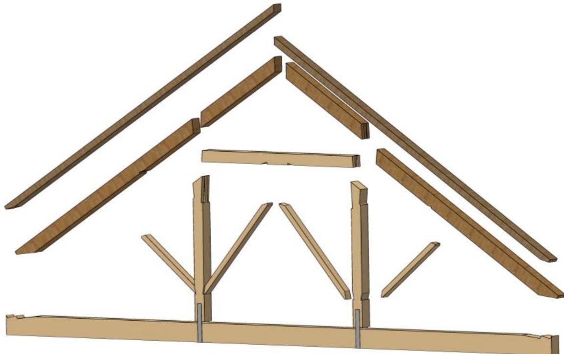 S40 roque church: exploded view of the truss.