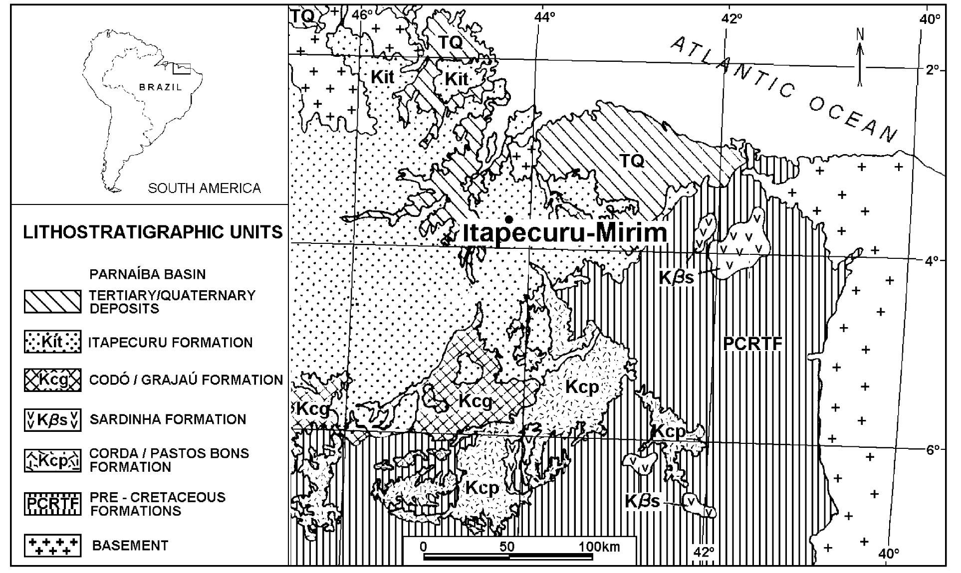 Location and geological maps of the parnaiba basin.
