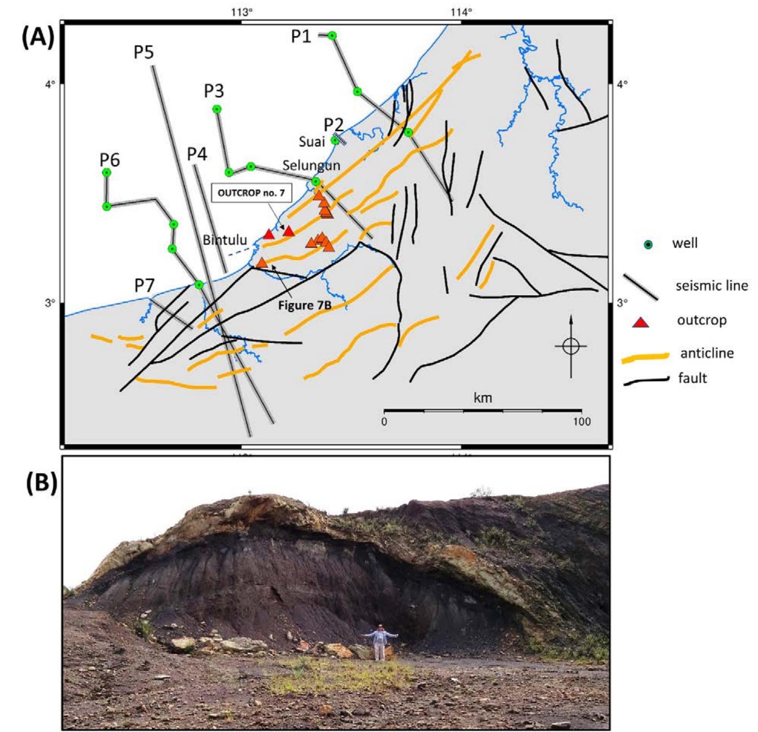 (a) simplified structural map of central sarawak with major