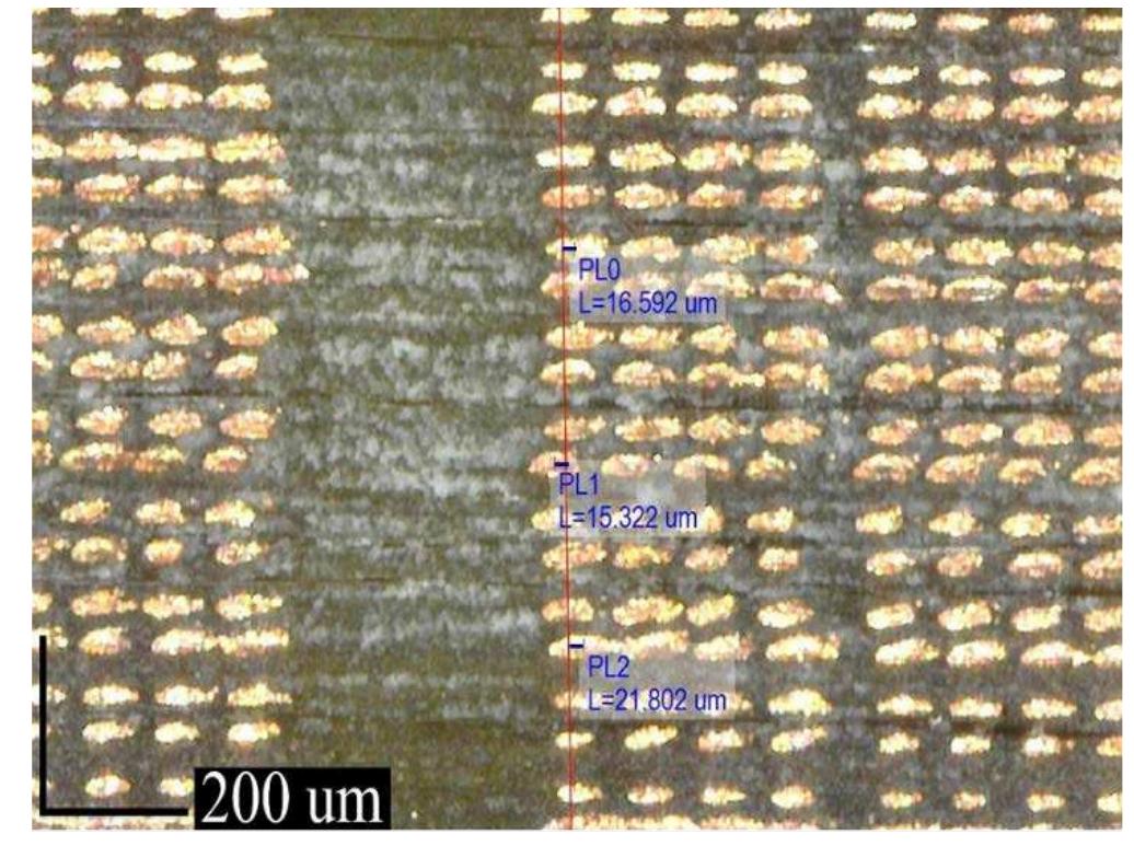 Microscope cross-section photo of pcb coil’s control loops