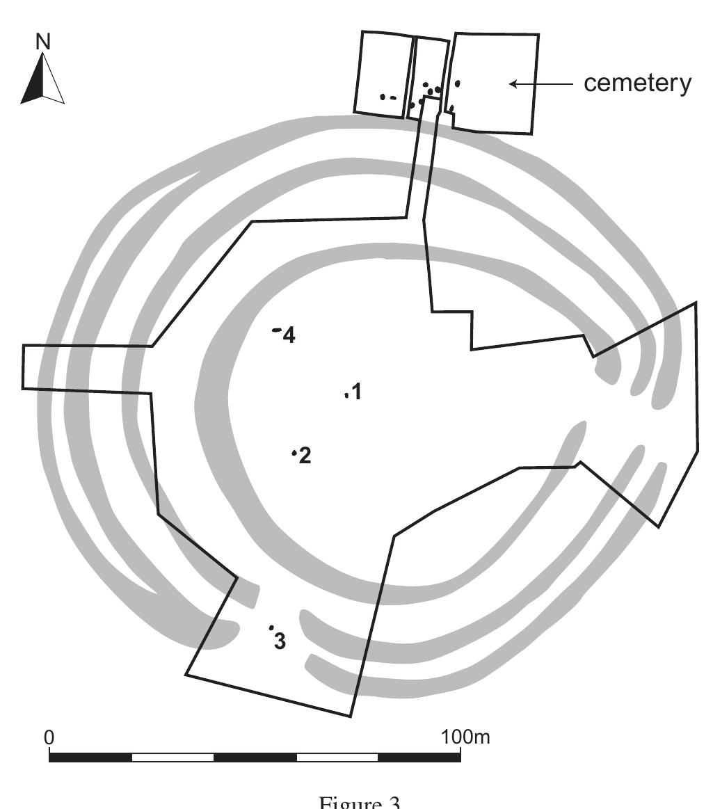 Schematic site plan showing the location of the cemetery and