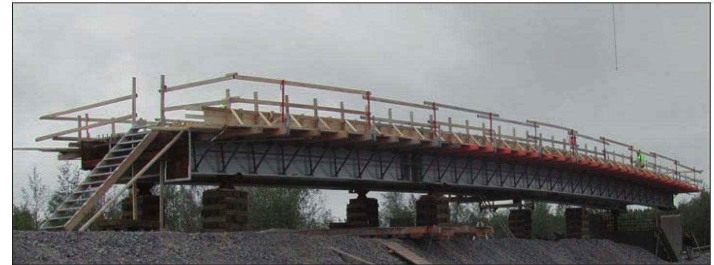 The bridge superstructure before it was launched in place