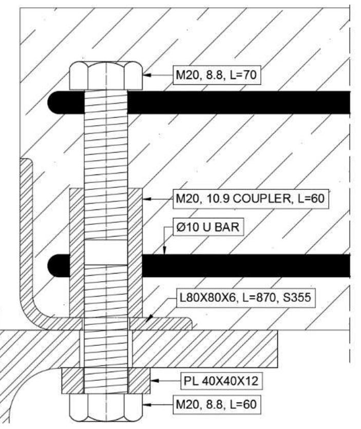 Layout of the “coupler system”, p15 shear connector type p15