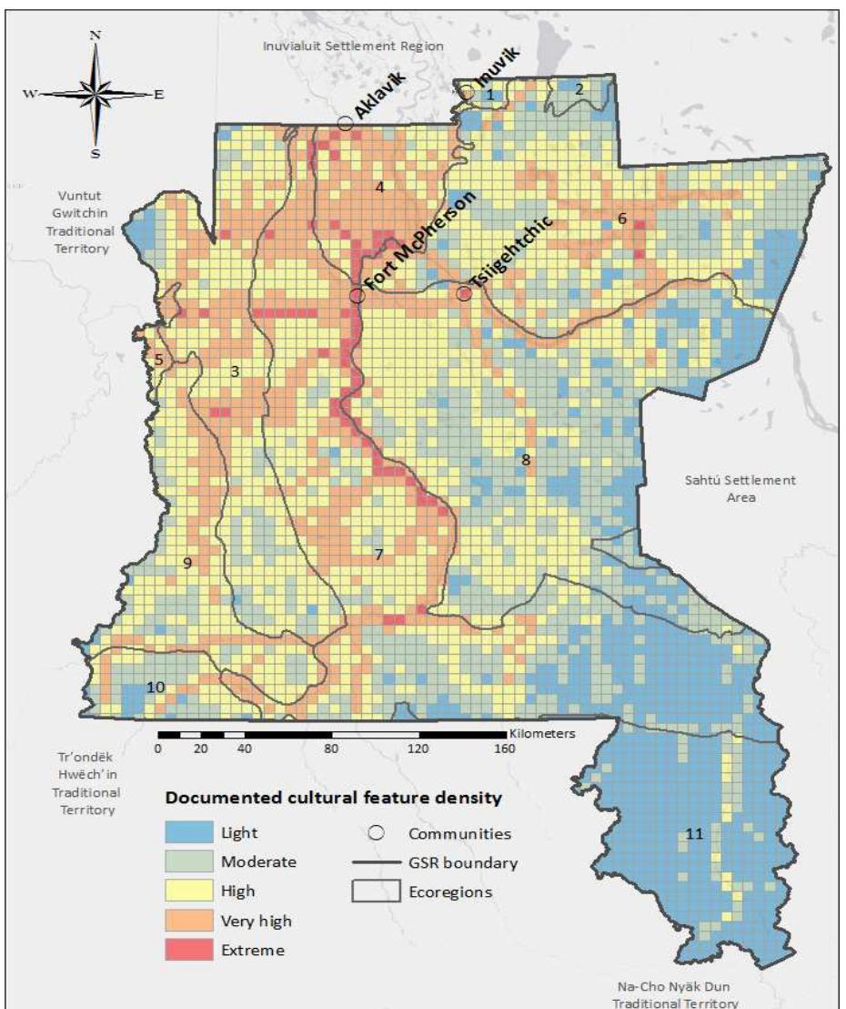 Map of the density of documented cultural features per