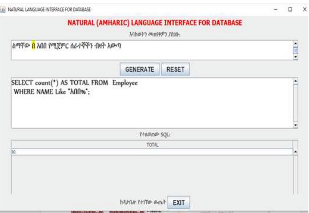 Design and Develop Amharic Language Interface to Database